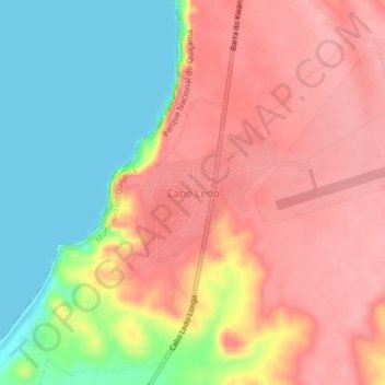 Cabo Ledo topographic map, elevation, terrain
