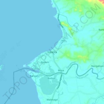 Infanta topographic map, elevation, terrain