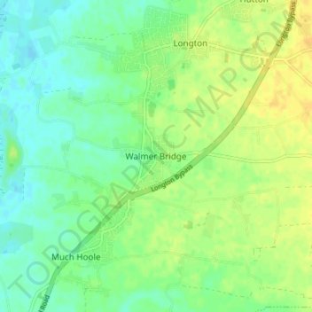 Walmer Bridge topographic map, elevation, terrain
