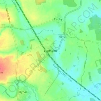 Essendine topographic map, elevation, terrain