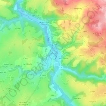 Le Pont topographic map, elevation, terrain