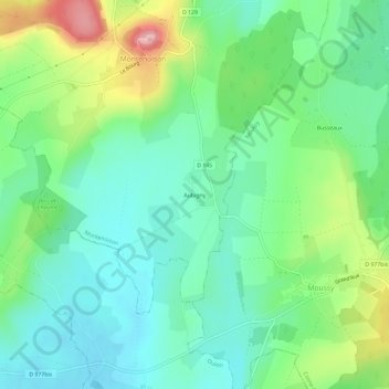 Aubigny topographic map, elevation, terrain