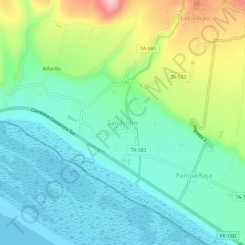 San Isidro topographic map, elevation, terrain