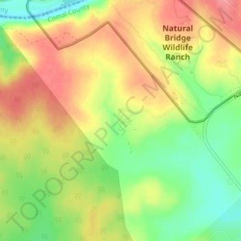 Natural Bridge Caverns topographic map, elevation, terrain