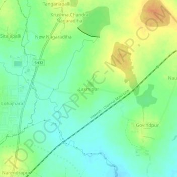 Laxmipur topographic map, elevation, terrain