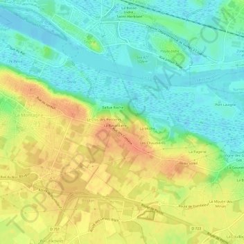 Ravardiere topographic map, elevation, terrain