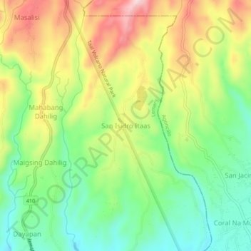 San Isidro Itaas topographic map, elevation, terrain