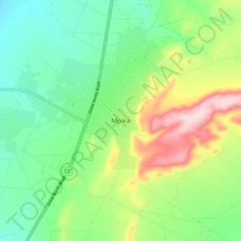 Mpika topographic map, elevation, terrain