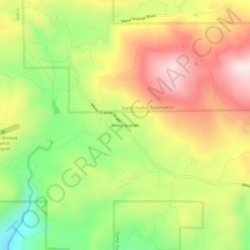 Mesa Grande topographic map, elevation, terrain