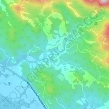 Tres Ríos topographic map, elevation, terrain