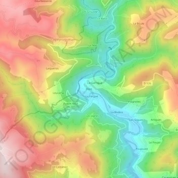 Pons topographic map, elevation, terrain