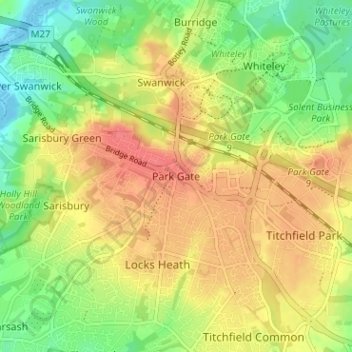 Park Gate topographic map, elevation, terrain