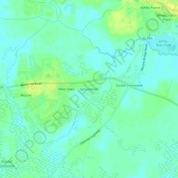 Sprucewood topographic map, elevation, terrain