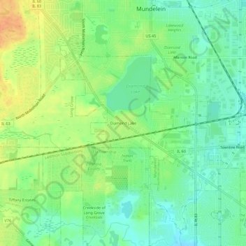 Diamond Lake topographic map, elevation, terrain