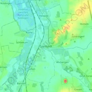Sarstedt topographic map, elevation, terrain