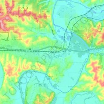 Eureka topographic map, elevation, terrain