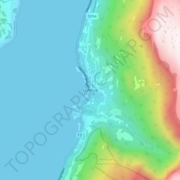 Lofthus topographic map, elevation, terrain