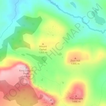 Walls Of Jerusalem topographic map, elevation, terrain