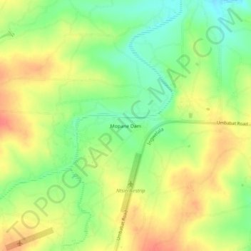 Mopane Dam topographic map, elevation, terrain