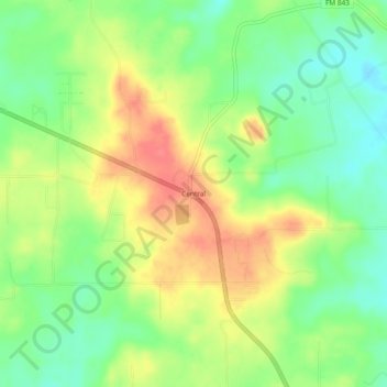 Central topographic map, elevation, terrain