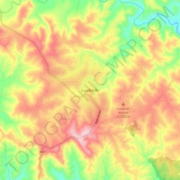 Lusikisiki topographic map, elevation, terrain