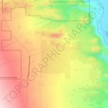 Alabama Hills topographic map, elevation, terrain