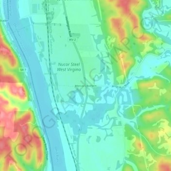 Mercers Bottom topographic map, elevation, terrain