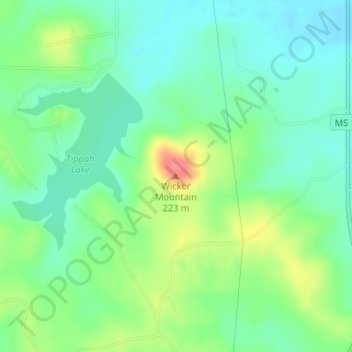 Wicker Mountain topographic map, elevation, terrain