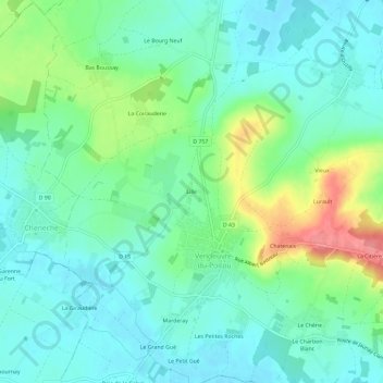 Lille topographic map, elevation, terrain