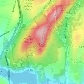 Turkey Mountain topographic map, elevation, terrain