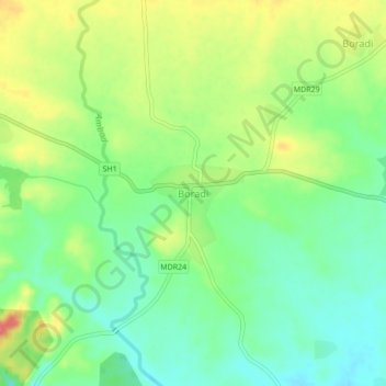Boradi topographic map, elevation, terrain