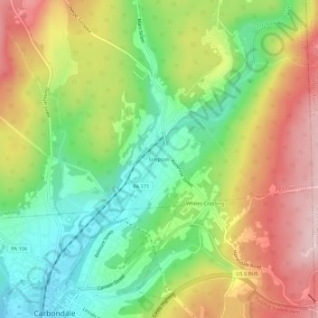 Simpson topographic map, elevation, terrain
