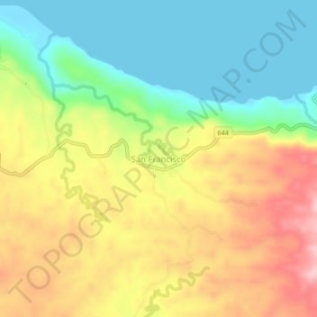 San Francisco topographic map, elevation, terrain