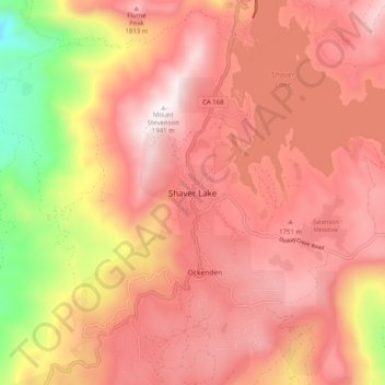 Shaver Lake topographic map, elevation, terrain