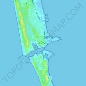 Hvide Sande topographic map, elevation, terrain