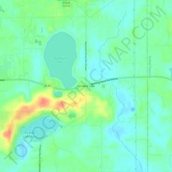 Bostwick Lake topographic map, elevation, terrain
