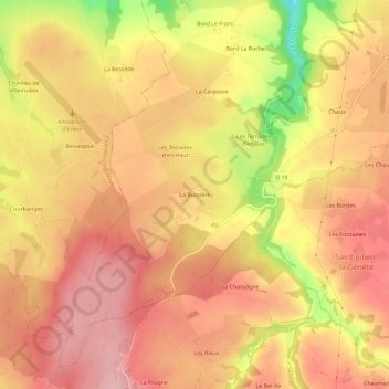 La Bussière topographic map, elevation, terrain