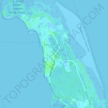 Sandy Hook Lighthouse topographic map, elevation, terrain