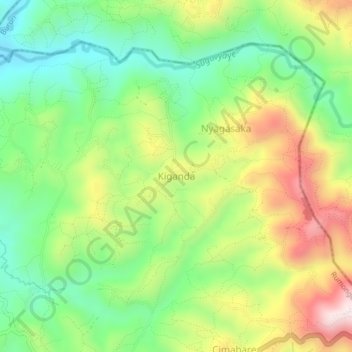 Kiganda topographic map, elevation, terrain