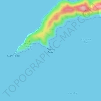 Ōnario Point topographic map, elevation, terrain