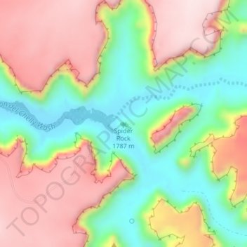 Spider Rock topographic map, elevation, terrain