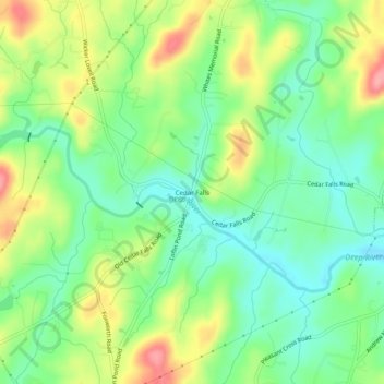 Cedar Falls topographic map, elevation, terrain