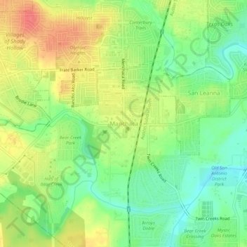 Manchaca topographic map, elevation, terrain