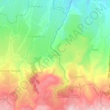 Situ Daun topographic map, elevation, terrain