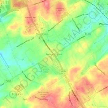 Darlington Corners topographic map, elevation, terrain