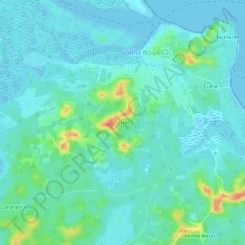 Sertão topographic map, elevation, terrain