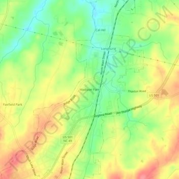 Madison Park topographic map, elevation, terrain