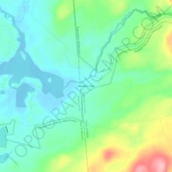 Moshier Falls topographic map, elevation, terrain