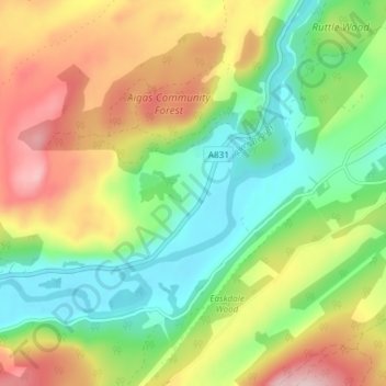 Aigas topographic map, elevation, terrain