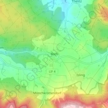 Roth topographic map, elevation, terrain